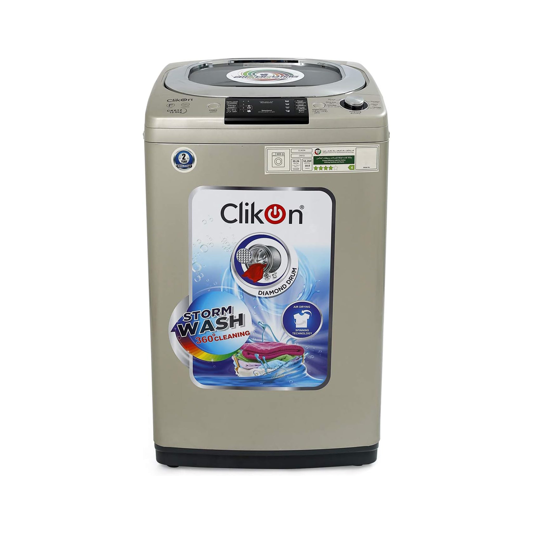 Clikon 10Kg Fully Automatic Top Loading Washing Machine, CK612 – AlfaShop.ae
